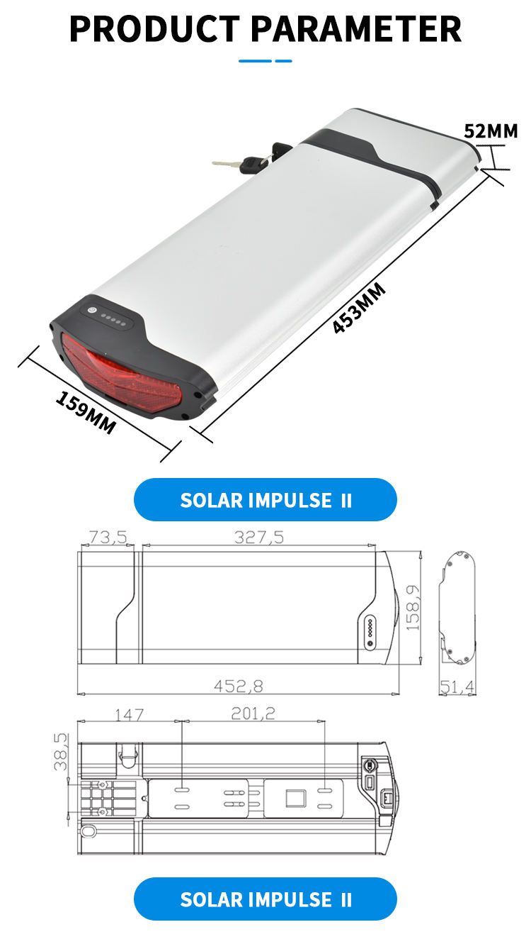 48 Volt 8.8Ah 12Ah 15ah 27ah Electric City Bike Rear Rack Lithium Ion ...